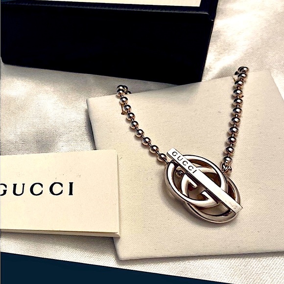 Gucci | Jewelry | New Authentic Gucci Ball Chain Gg Bar Pendant ...